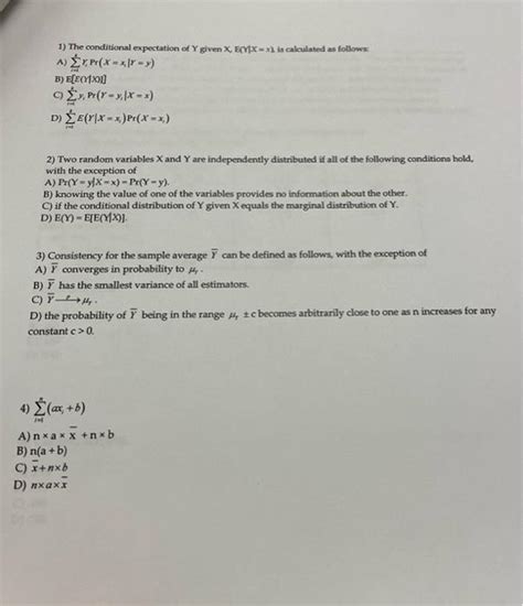Solved 1 The Conditional Expectation Of Y Given X Eyx 1