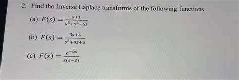 Solved Find the Inverse Laplace transforms of the following | Chegg.com