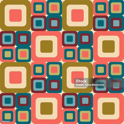 미적 중반 세기 인쇄 가능한 복고풍 디자인의 원활한 패턴 장식 50 년대 60 년대 70 년대 스타일 빈티지 현대 배경 미니멀