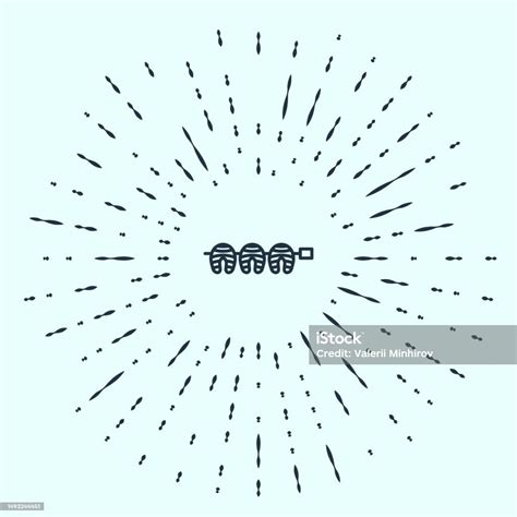 검은 선 구운 생선 스테이크 아이콘은 회색 배경에 분리되어 있습니다 추상적인 원 임의의 점들 벡터 가능성에 대한 스톡 벡터 아트