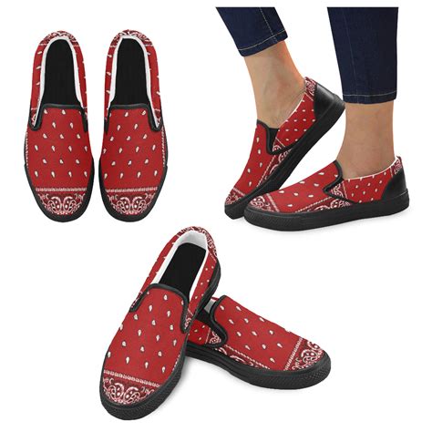 Red Bandana Womens Slip On Canvas Shoes Model 019 Id D4838490