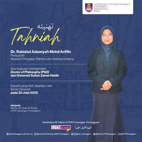 Congratulations To Dr Rabiatul Adawiyah Binti Mohd Ariffin On