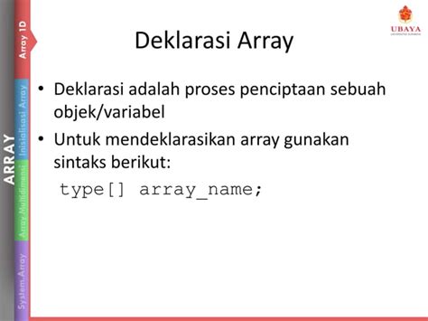 Slide Array Untuk Jurusan Teknik Informatika Ppt