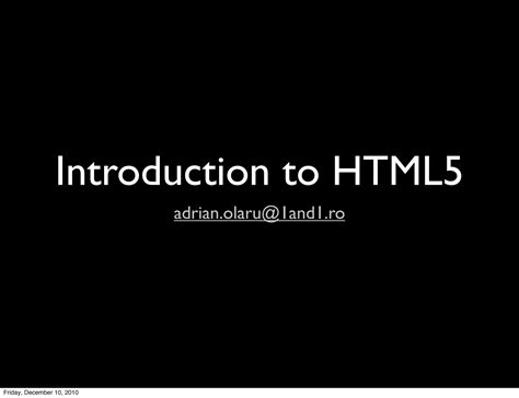 Introduction To Html5 Ppt