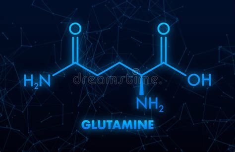 Glutamine Formula Shining On Dark Blue Background With Network Stock Illustration Illustration