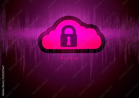 Pink Binary Code Word Backup Cloud Computing Padlock Matrix Code