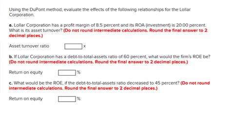 Solved Using The Dupont Method Evaluate The Effects Of The