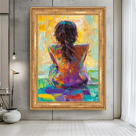 Colorful Abstract Nude Woman Painting Bold Expressionist Figurative