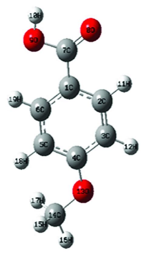 A Molecular Structure Of O Anisic Acid Along With Numbering Of Atoms