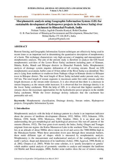 Pdf Morphometric Analysis Using Geographic Information System Gis