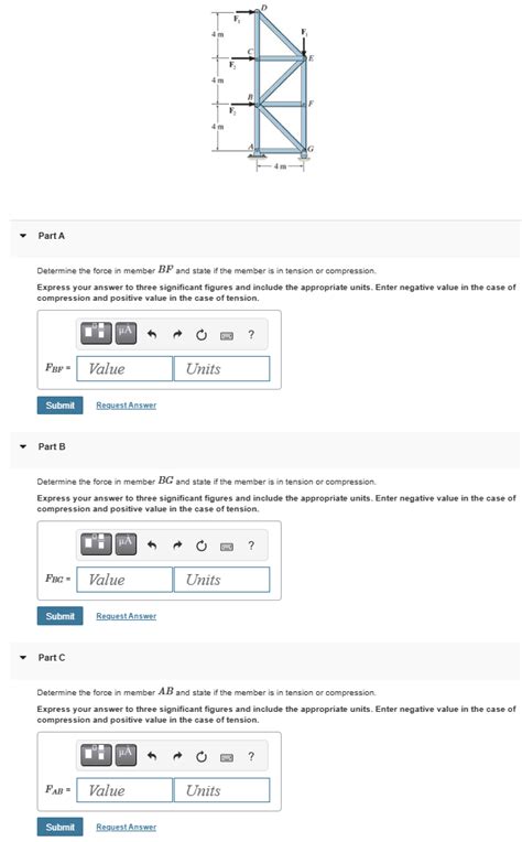 Solved 6 4 ﻿part Adetermine The Force In Member Bf ﻿and