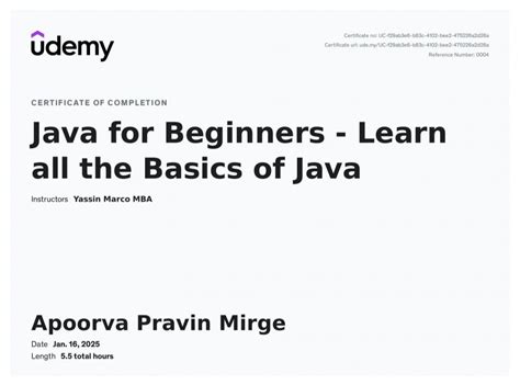 Apoorva Mirge On Linkedin Java Journey Started 🚀 Udemy Java For Beginners Learn All The