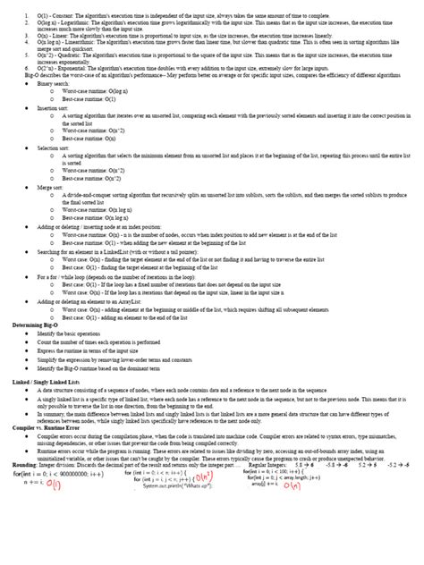 Final Exam Cheat Sheet Object Oriented Coding Pdf Time Complexity