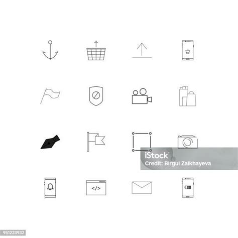 웹 및 텍스트 간단한 선형 아이콘 설정합니다 개요 벡터 아이콘 기에 대한 스톡 벡터 아트 및 기타 이미지 기 디자인 벡터 Istock