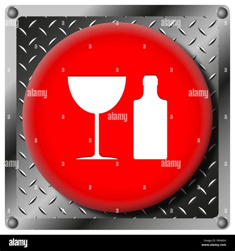 square icon with white design on red plastic and metallic background