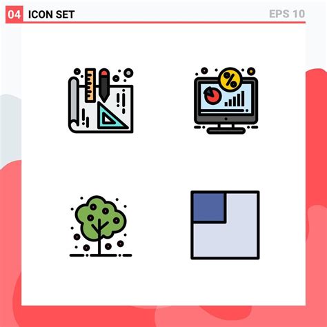 Universal Icon Symbols Group Of 4 Modern Filledline Flat Colors Of Blueprints Nature Display