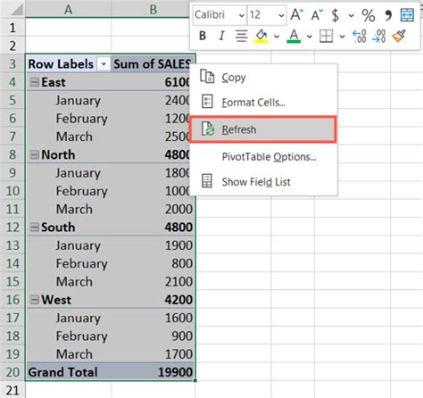 How To Refresh A Pivot Table In Microsoft Excel
