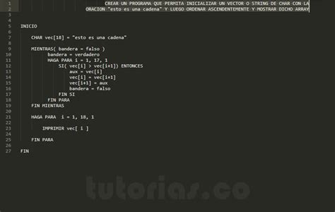 Arreglos Pseudocodigo Ordenar Char