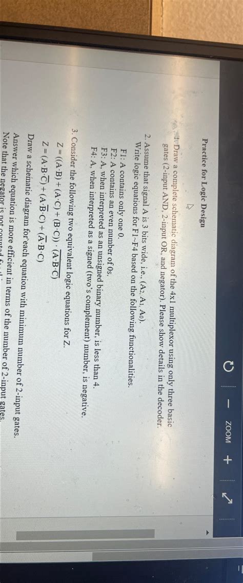 Solved Practice For Logic DesignDraw A Complete Schematic Chegg