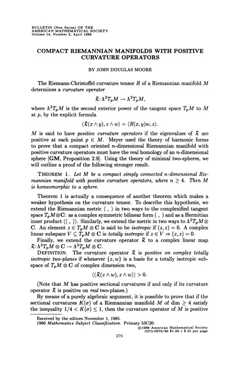Pdf Compact Riemannian Manifolds With Positive Curvature Operators