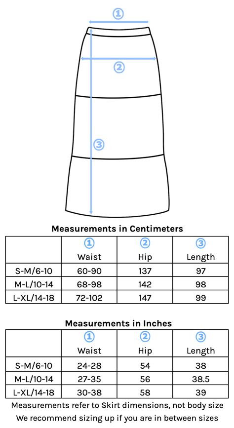 Maxi Skirt Size Chart Karma East