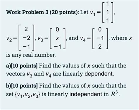 solved work problem 3 20 points let v1 1 1 [ [] 2