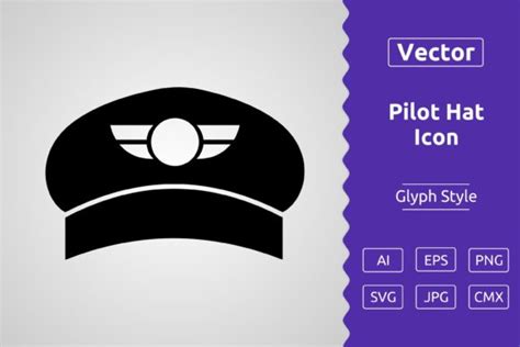 Vector Pilot Hat Glyph Icon Graphic By Muhammad Atiq · Creative Fabrica