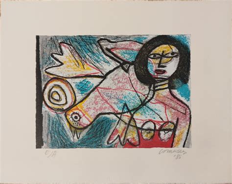 Corneille 1922 2010 Corneille Litho Femme Et Oiseau 1986 Ea