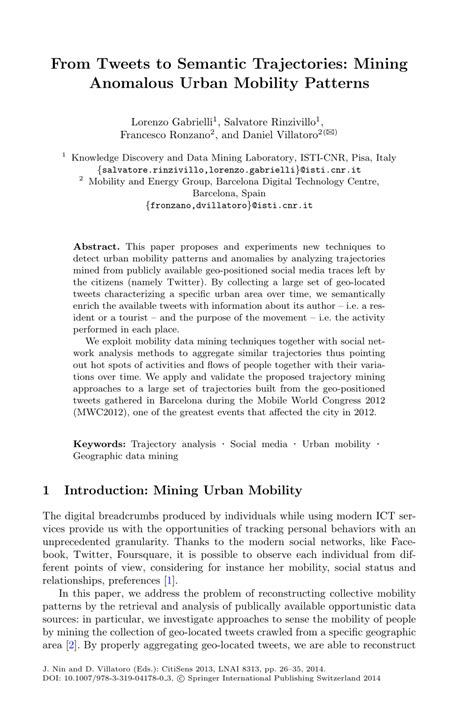 Pdf From Tweets To Semantic Trajectories Mining Anomalous Urban