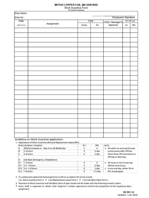 Work Incentive Form Empty Pdf