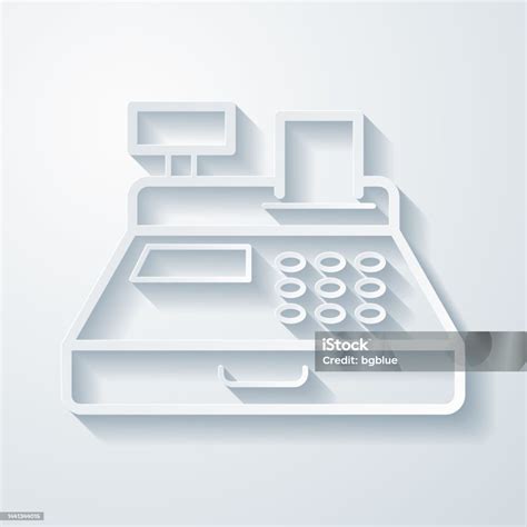금전 등록기 빈 배경에 종이 잘라내기 효과가 있는 아이콘 3차원 형태에 대한 스톡 벡터 아트 및 기타 이미지 3차원 형태 개념 경제 Istock
