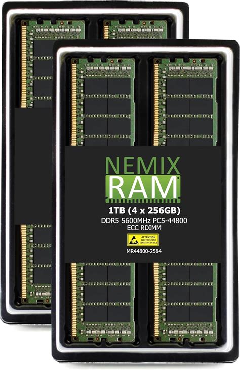 Nemix Ram 1tb 4x256gb Ddr5 5600mhz Pc5 44800 8rx4 1 1v 288 Pin Ecc Rdimm Registered Server