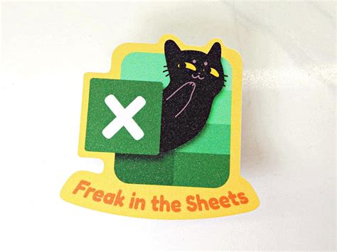 Office Cat Meme Sticker Excel Spreadsheets 2 5 Inches Glittery Etsy