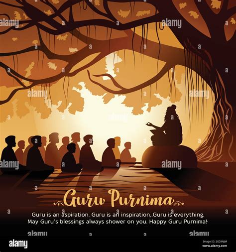 New Happy Guru Purnima Guru And Shishya Teaching God Abstract Vector Illustration Design Stock