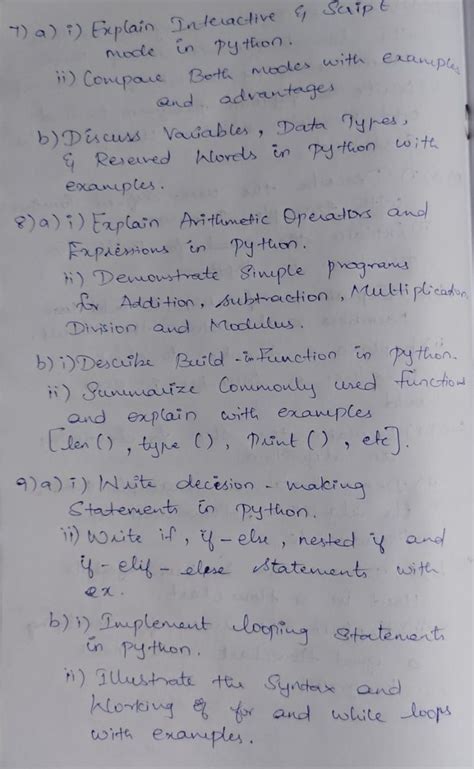 7 A I Explain Interactive And Script Mode In Python Ii Compare Both Mo
