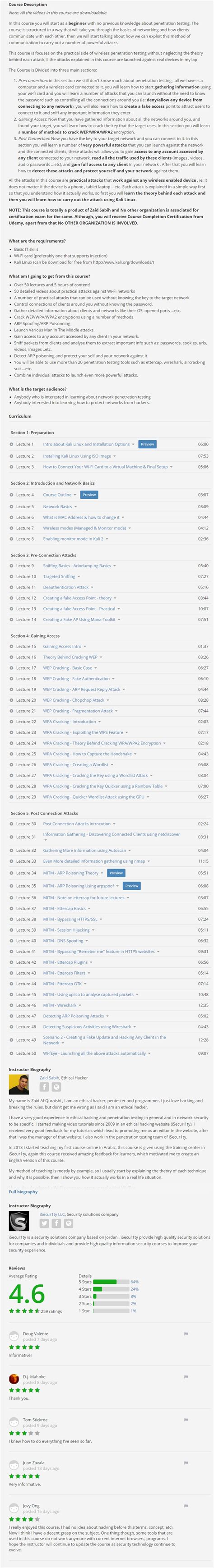 Learn Wi Fi Hackingpenetration Testing From Scratch Udemy Course List