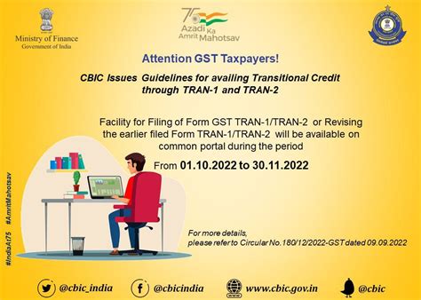 Cbic On Twitter Attention Gst Taxpayers Cbic Issues Guidelines For Availing Transitional