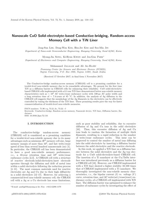 Pdf Nanoscale Cuo Solid Electrolyte Based Conductive Bridging Random