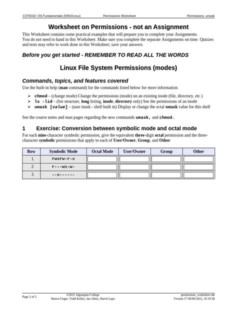 Permissions Worksheet Pdf Permissions Worksheet Pdf