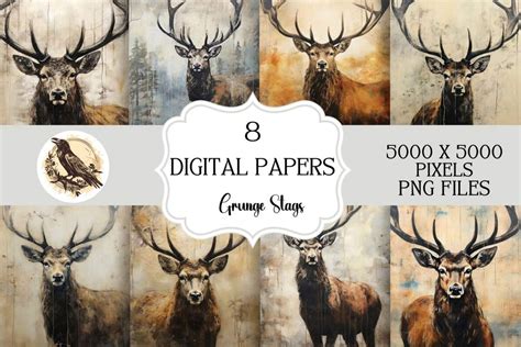 Grunge Stag Digital Printables Graphic By Quirk Junk Journals
