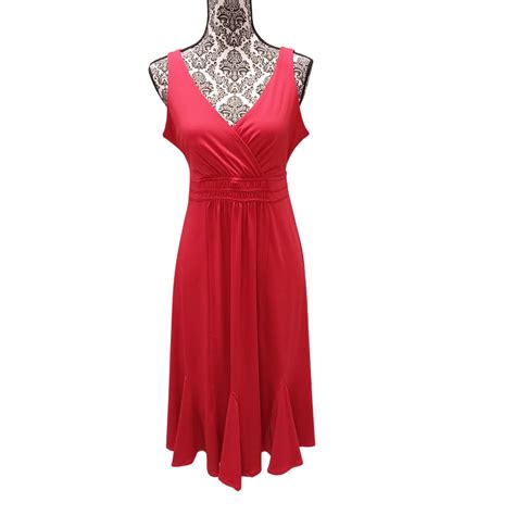 Liz Jordan Womens Size S Cocktail Dress Midi Dress Sleeveless Dress Red