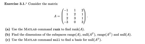 Solved Exercise 31 Consider The Matrix A11231230211