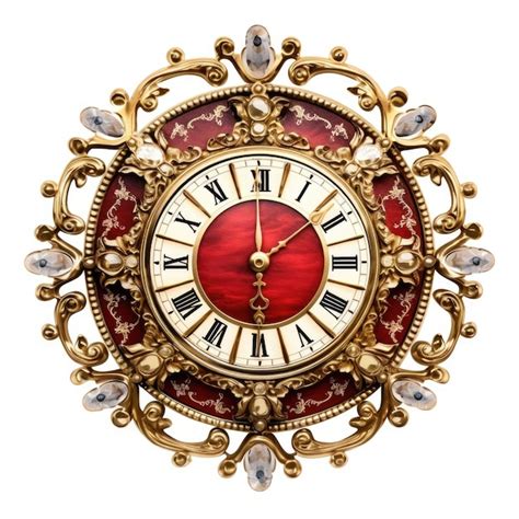 Premium Ai Image Royal Elegance Vintage Princess Clock Face Dial In Red And Gold With Crown