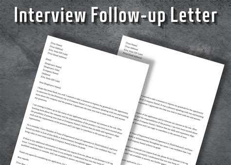 Interview Follow Up Letter Professional Interview Follow Up Etsy