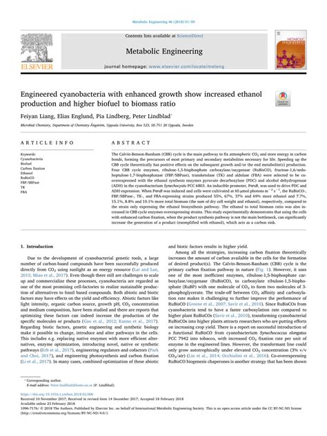 PDF Engineered Cyanobacteria With Enhanced Growth Show Increased Ethanol Production And Higher