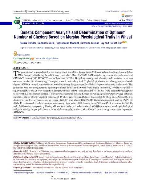 Pdf Genetic Component Analysis And Determination Of Optimum Number Of Clusters Based On Morpho