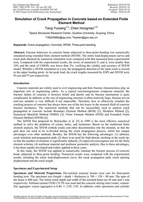 Simulation Of Crack Propagation In Concrete Based On Extended Finite Element Method Request Pdf