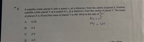 Solved A Satellite Orbits Planet X ﻿with A Speed Vx ﻿at A