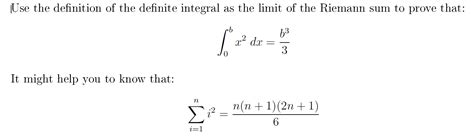 Solved Use The Definition Of The Definite Integral As The