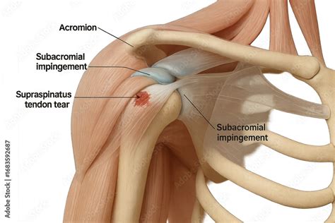 Stock Illustration „shoulder Anatomy With Supraspinatus Tendon Tear And